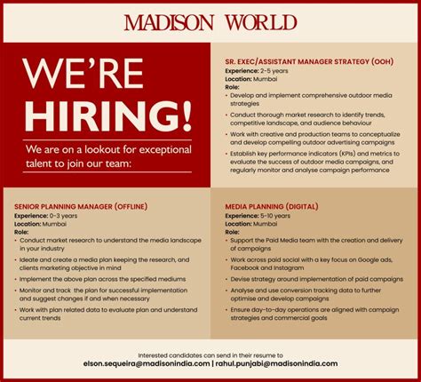 Elson Praveen Sequeira On Linkedin Madison World Is Hiring Apply To