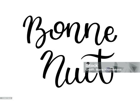 손 편지 좋은 밤 프랑스어 문자 카드 포스터 인쇄용 템플릿 개념에 대한 스톡 벡터 아트 및 기타 이미지 개념 검은색 귀여운 Istock