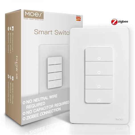 Moes Zigbee Smart Switches 4 Gang No Neutral Wire Require Moes Zigbee Hub