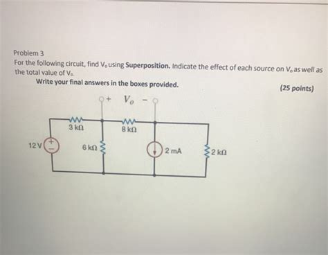 Solved Problem For The Following Circuit Find V Using Chegg