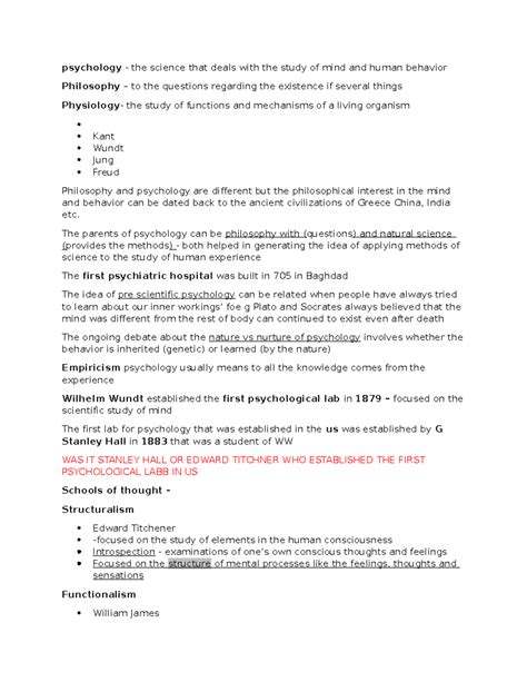 Psychology Notes From Chapter 1 Till Chapter 12 Psychology The Science That Deals With The
