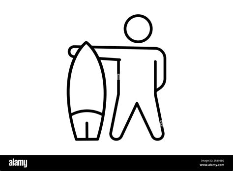 Surfing Icon Surfer Sign Icon Related To Water Sport Summer Line Icon Style Design Simple