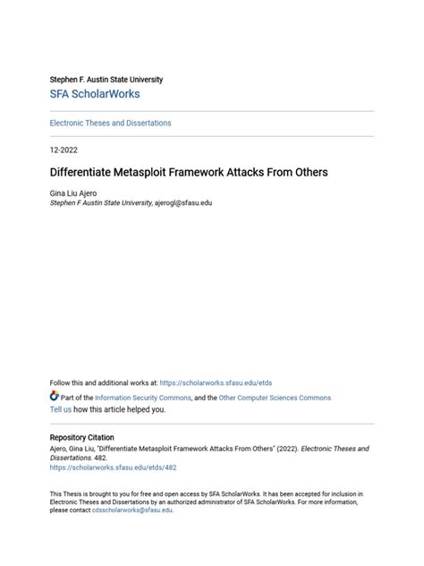 Differentiate Metasploit Framework Attacks From Others Pdf