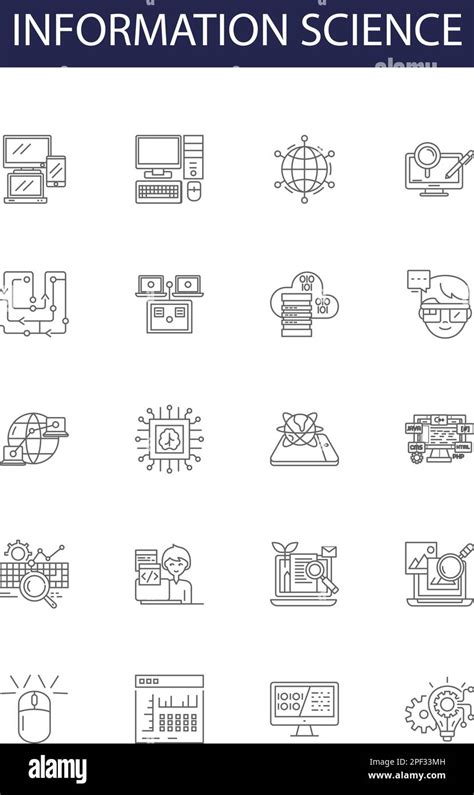 Information Science Line Vector Icons And Signs Science Data Analytics Technology Computing