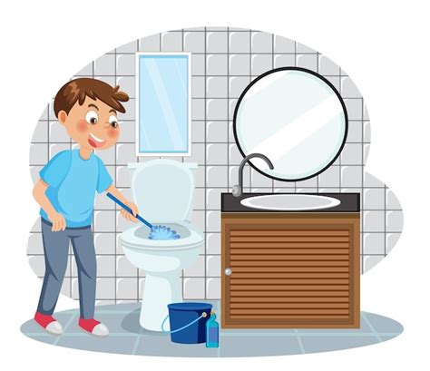 Un Hombre Limpiando El Ba O Vector Premium