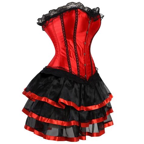 Sexy Red Gothic Corset Top Overbust Bustier Corset Grandado