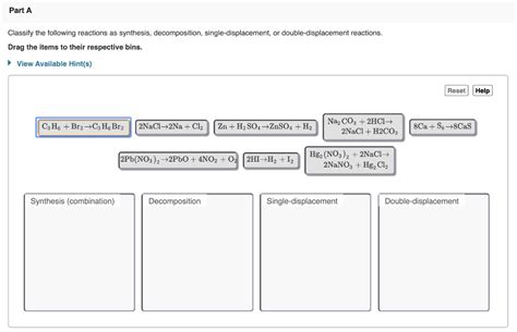 Solved Part A Classify The Following Reactions As Synthesis