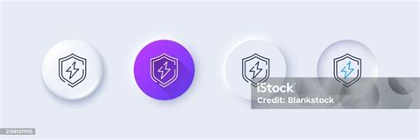 전원 안전선 아이콘입니다 전기 에너지 쉴드 표시 선 아이콘 벡터 3차원 형태에 대한 스톡 벡터 아트 및 기타 이미지 3차원