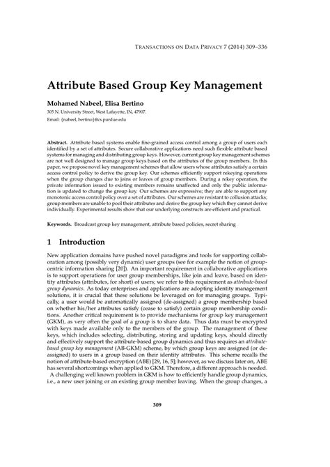 Pdf Attribute Based Group Key Management