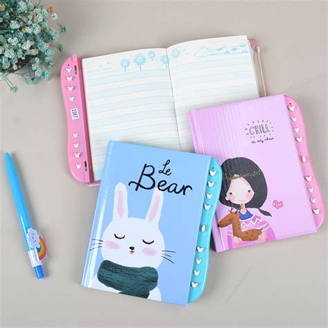 儿童密码本小学生奖品可爱简约便捷笔记本带锁日记本子毕业奖品礼 虎窝淘