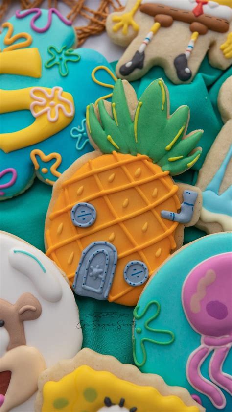 Spongebob Squarepants Sugar Cookies Luau Cookies Sugar Cookies Sugar Cookie Designs