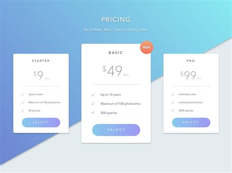 Pricing Table Ui Behance