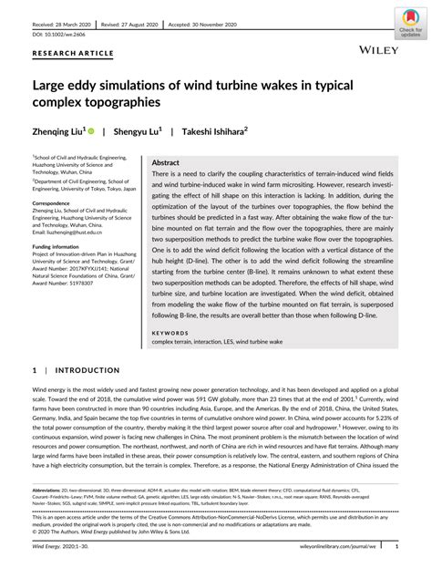 Pdf Large Eddy Simulations Of Wind Turbine Wakes In Typical Complex Topographies
