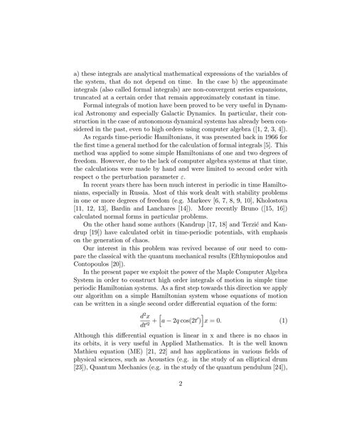 Solution Integrals Of Motion In Time Periodic Hamiltonian Systems The Case Of The Mathieu