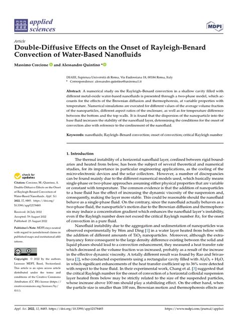 Double Diffusive Effects On The Onset Of Rayleigh Pdf Diffusion Convection
