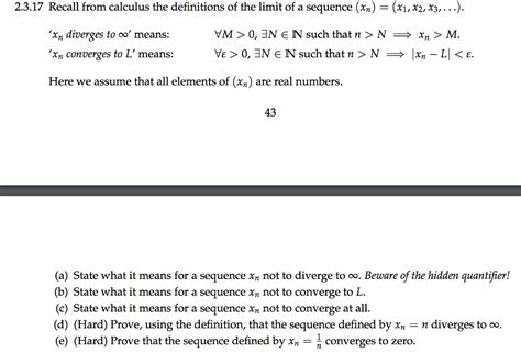 Solved Recall From Calculus The Definitions Of The Limit Of Chegg Com