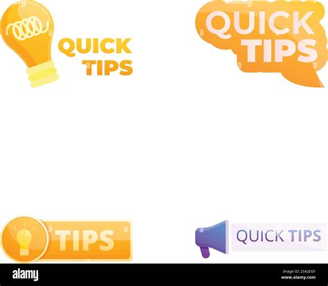 Tips Icons Set Cartoon Vector Quick Tips Badge Emblem Label And