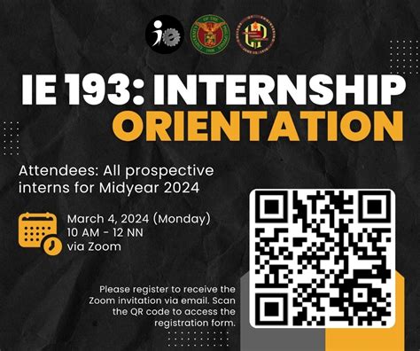 Unlock Your Internship Potential Join The Ie 193 Orientation Department Of Industrial