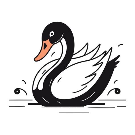 검은 백조 바탕에 고립 된 터 일러스트레이션 프리미엄 벡터