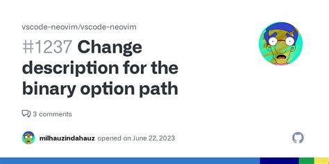 Change Description For The Binary Option Path Issue Vscode Neovim Vscode Neovim Github