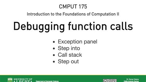 Debugging Function Calls—cmput 175 Youtube