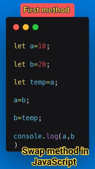 How To Swap Two Values In Javascript Javascript Tutorial Frontend