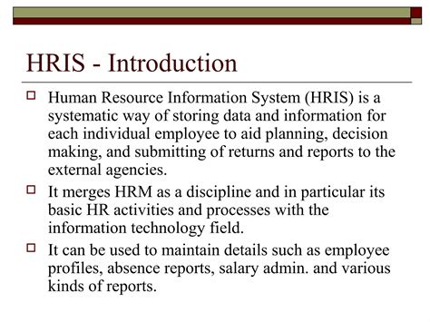 Hris Human Resource Information System Ppt Internet Computing