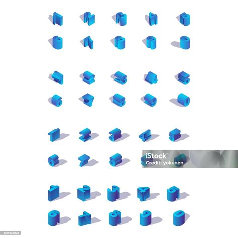 다양한 단축법에서 흰색 배경 등각 투영 번호에 격리 파란색 굵은 숫자 컬렉션입니다 등측투영법에 대한 스톡 벡터 아트 및 기타 이미지 등측투영법 숫자 알파벳 Istock