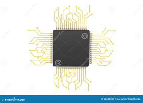 Microchip Con Il Circuito Fotografia Stock Immagine Di Collegamento