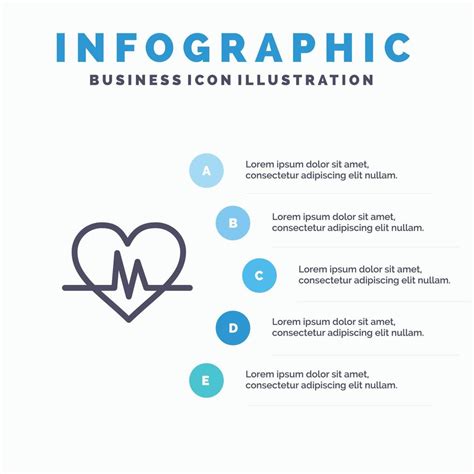 Ecg Heart Heartbeat Pulse Blue Infographics Template 5 Steps Vector Line Icon Template 13026336