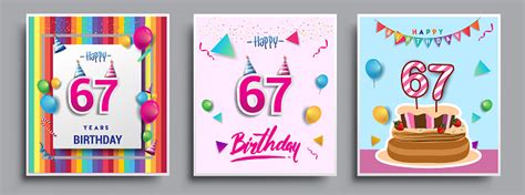 벡터 집합의 생일 초대장 인사말 카드 디자인 색종이와 풍선 생일 케이크 생일 축 하 파티에 대 한 다채로운 벡터 템플릿 요소 공휴일에 대한 스톡 벡터 아트 및 기타 이미지