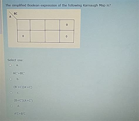 Solved The Simplified Boolean Expression Of The Following Chegg