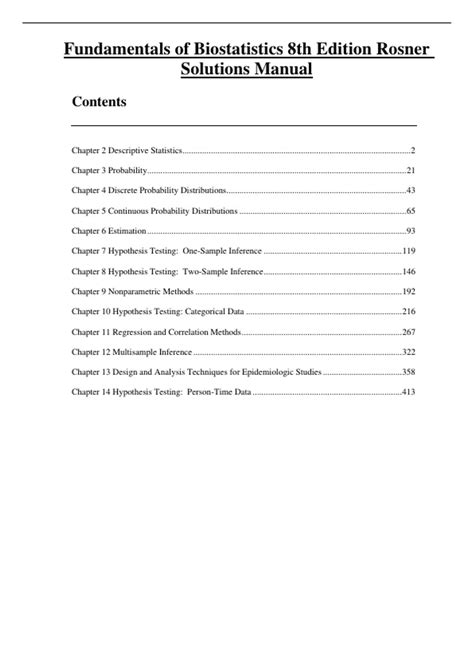 Solution Manual For Fundamentals Of Biostatistics 8th Edition Rosner
