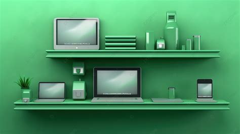 녹색 벽 선반 배너에 있는 컴퓨터 노트북 휴대폰 및 태블릿 Pc의 3d 그림 컴퓨터와 전화 모바일 비즈니스 컴퓨터 배경 일러스트 및 사진 무료 다운로드 Pngtree