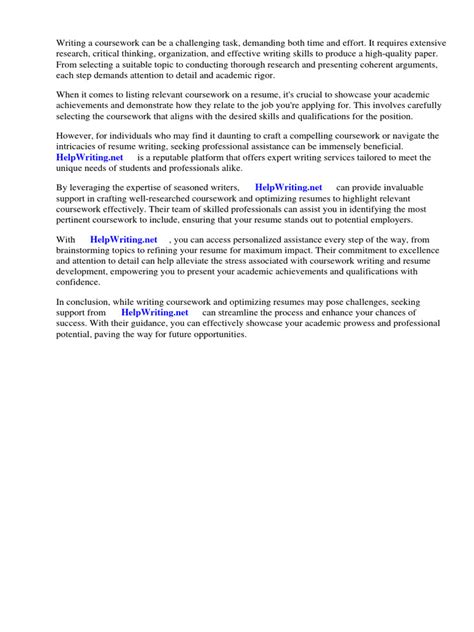 How To List Relevant Coursework On A Resume Sample Pdf Résumé Cookie