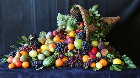 A Cornucopia Overflowing With An Abundance Of Colorful Fruit Stock