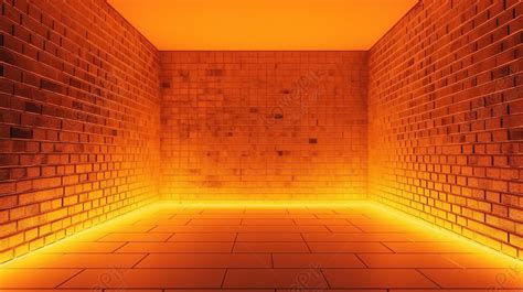 3d 벽돌 벽 배경 및 추상 빈 방을 조명하는 네온 주황색 노란색 빛이 있는 콘크리트 바닥 푸른 벽 배경 노란 배경 주황 배경 이미지 Hd 푸른 벽 노란 주황