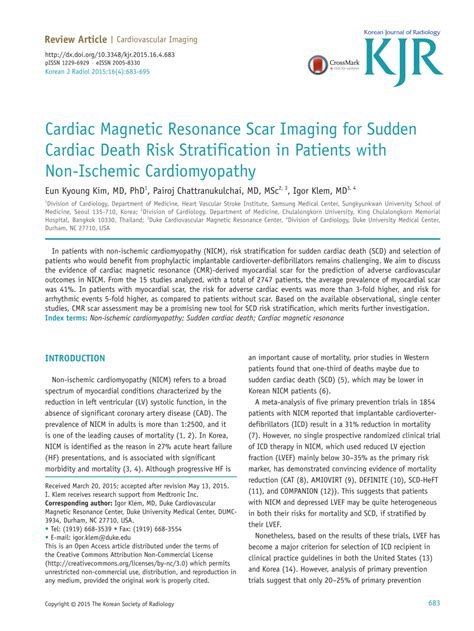Pdf Cardiac Magnetic Resonance Scar Imaging For Sudden Cardiac Death Risk Stratification In