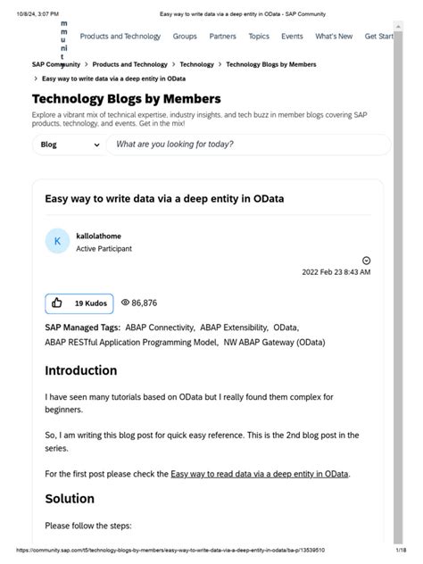 Easy Way To Write Data Via A Deep Entity In Odata Sap Community Pdf Computer Science