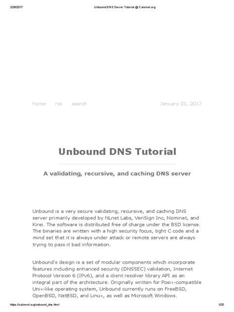 Unbound Dns Server Tutorial At Calomel Pdf Directories