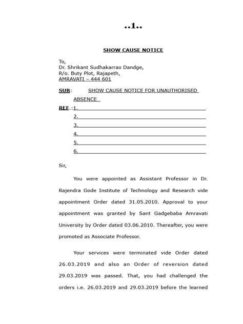 Show Cause Notice Dandge Pdf Justice Crime And Violence