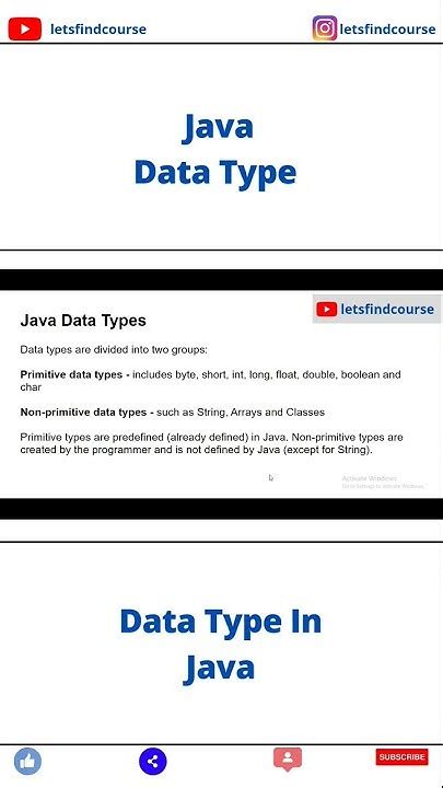 Java Data Type Data Type In Java Java Youtube