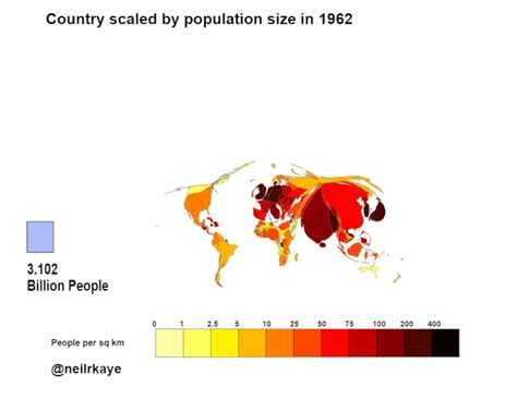 Animation Of Countries Scaled To Their Population Between 1960 And 2050