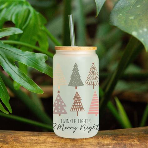 Twinkle Lights And Merry Nights Glass Jar Cup Frosted Glass Etsy