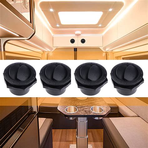 Yikko Dashboard Air Conditioning Deflector Side Roof Air Black Vent Outlet Mount Round Louvered