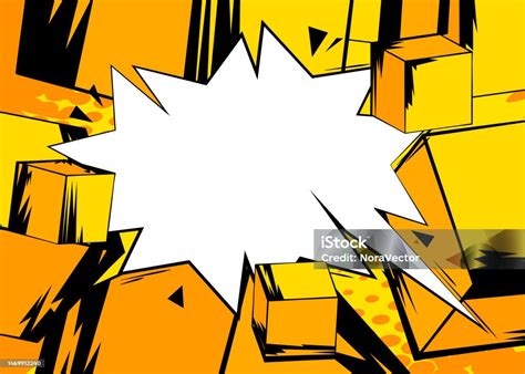 큐브 모양이 있는 빈 만화책 말풍선 배경 노란색 만화 만화 템플릿입니다 가격표에 대한 스톡 벡터 아트 및 기타 이미지 가격표 고풍스런 광고 Istock