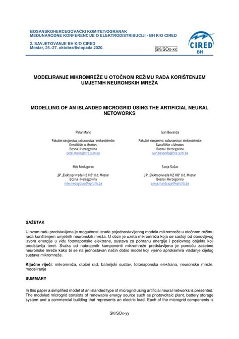 Pdf Modelling Of An Islanded Microgrid Using Artificial Neural Networks