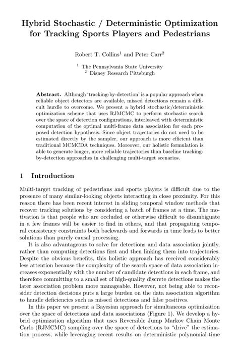 Pdf Hybrid Stochastic Deterministic Optimization For Tracking Sports Players And Pedestrians