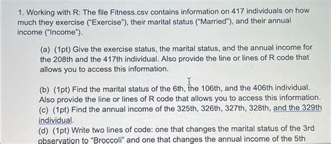 solved working with r the file fitness csv contains