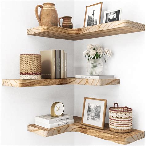Fuqing Floating Corner Shelves Wall Shelf Set Of 3 Shelves For Wall Storage Solid